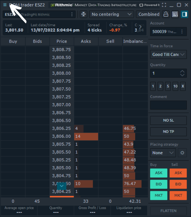 How can I change the number of DOM levels in Quantower?